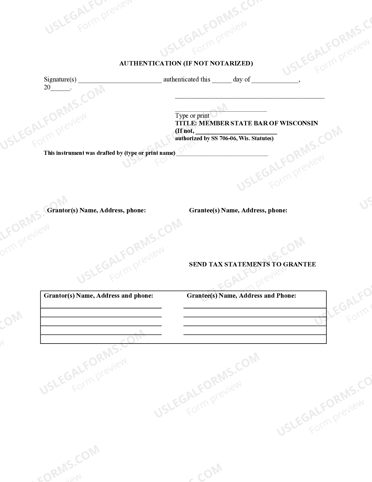 Wisconsin Warranty Deed for Parents to Child with Reservation of Life ...