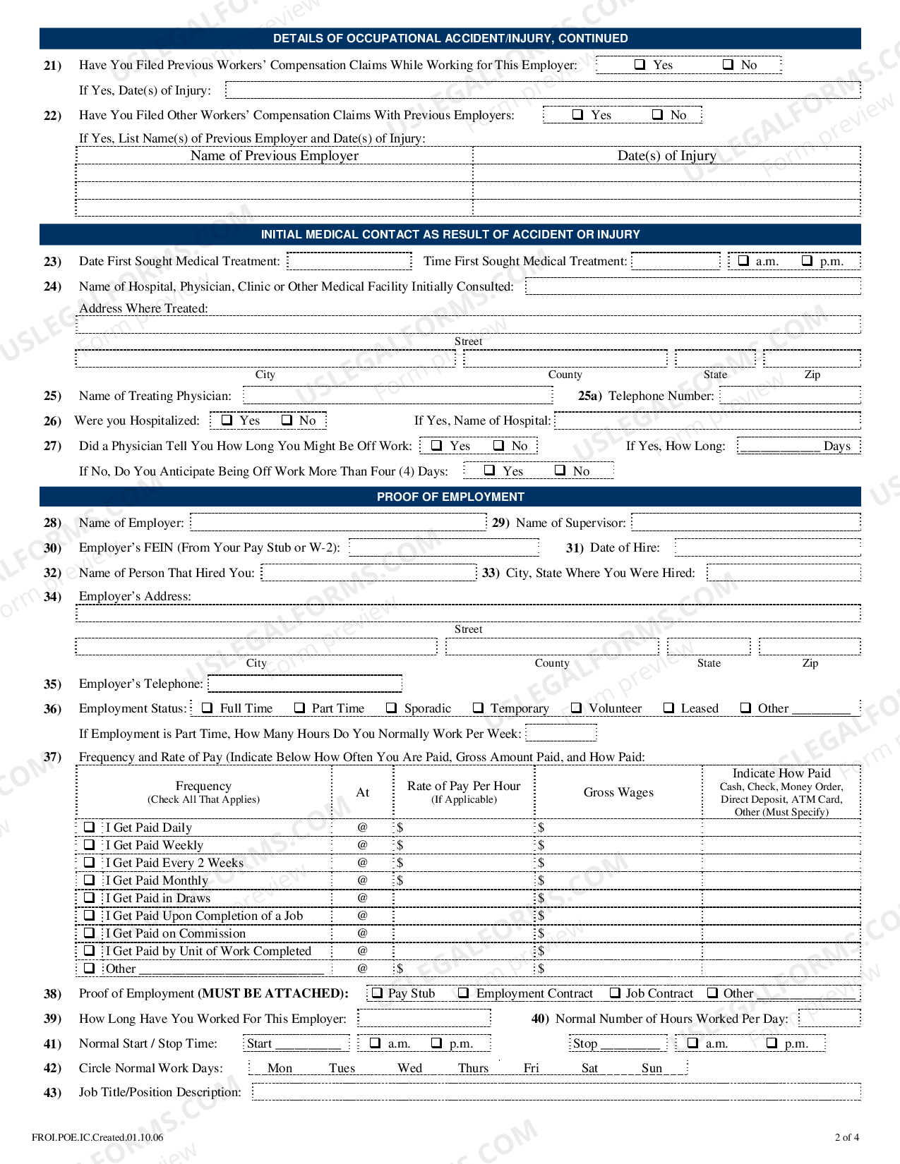 West Virginia Employees Report of Occupational Injury and Proof of ...