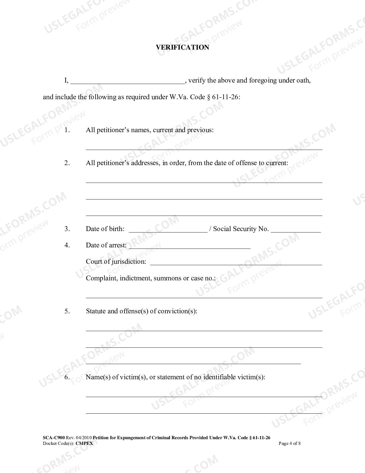 West Virginia Petition for Expungement of Criminal Records | US Legal Forms