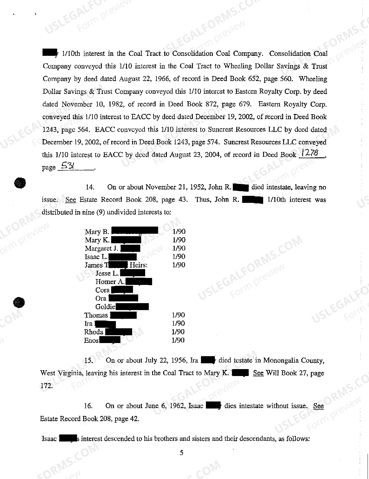 West Virginia Complaint to Quiet Title and Partition Real Estate ...