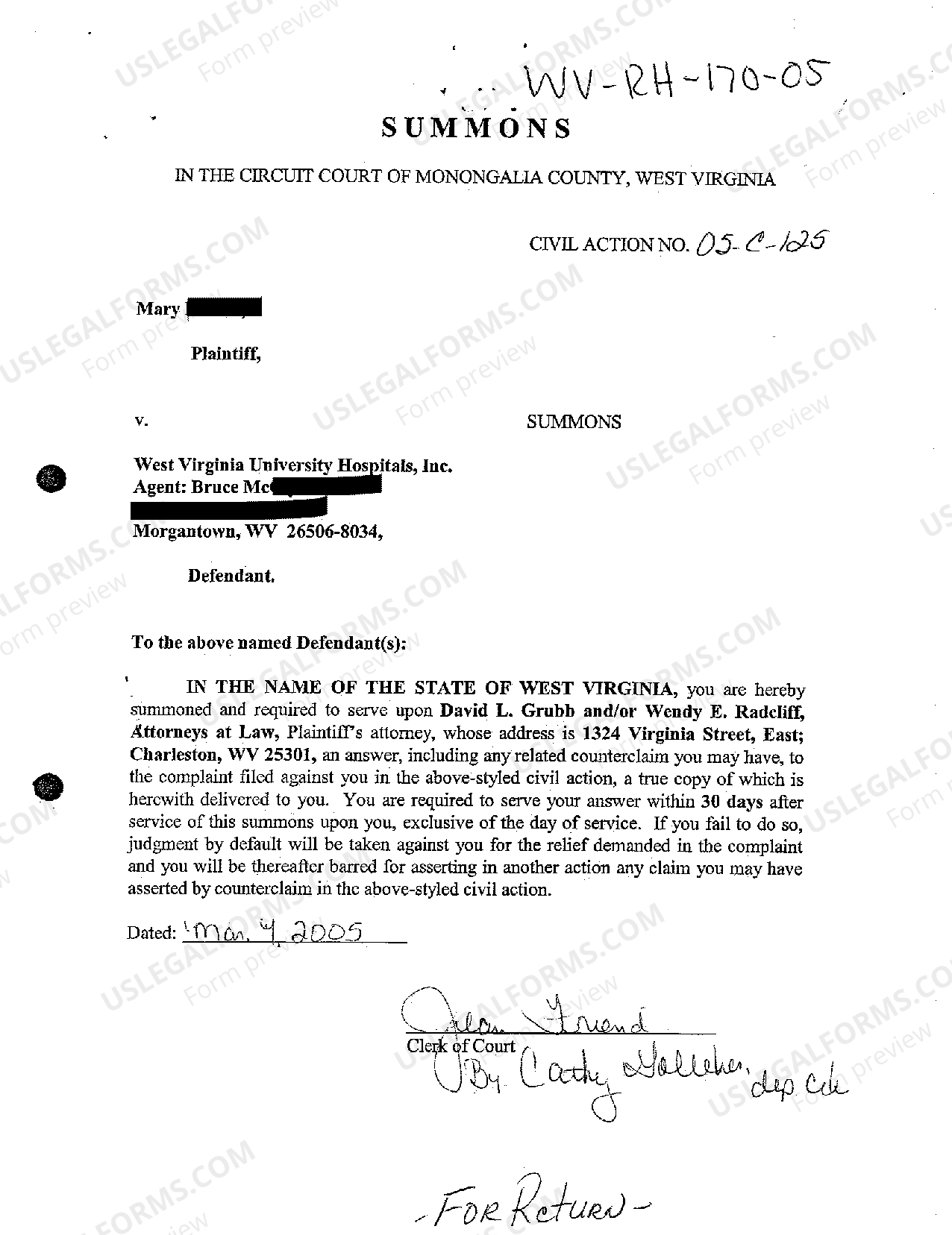 West Virginia Summons of Defendants | US Legal Forms