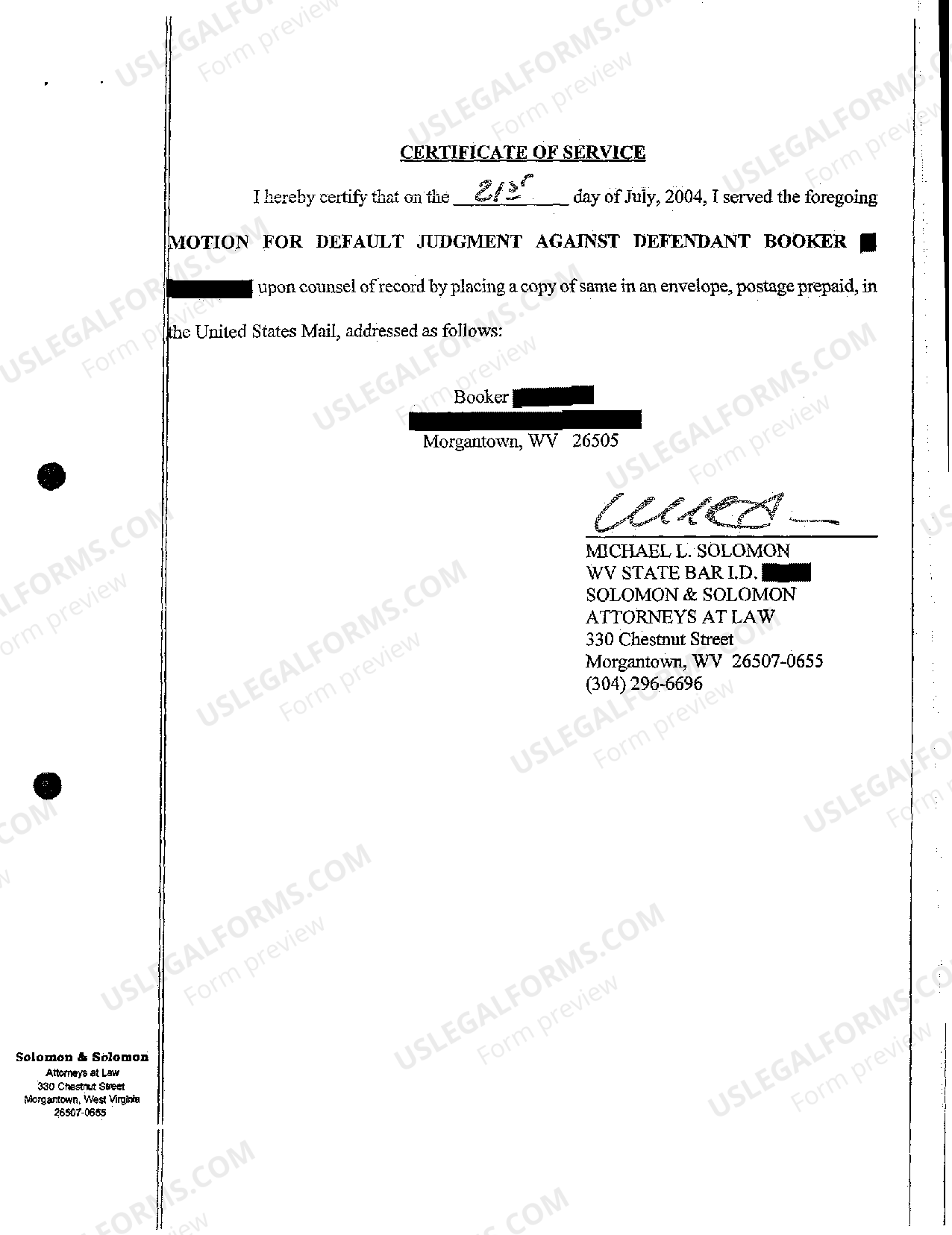 West Virginia Plaintiff's Motion for Default Judgment | US Legal Forms