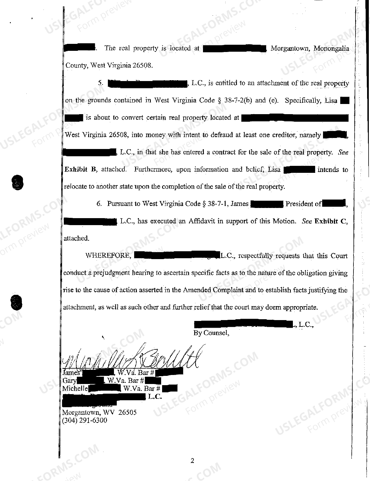 West Virginia Motion for Prejudgment Attachment of Real Property | US ...