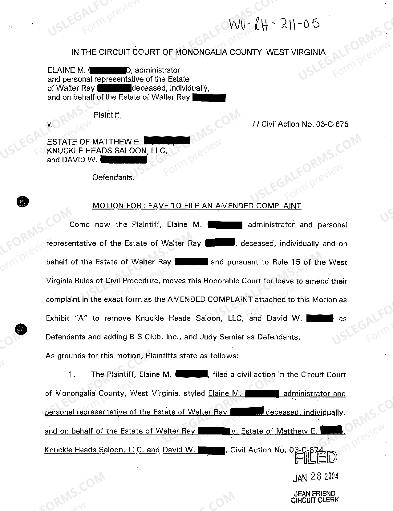 West Virginia Motion for Leave to File and Amended Complaint | US Legal ...