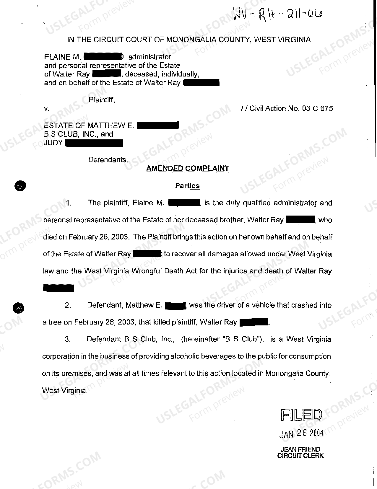 West Virginia Amended Complaint | US Legal Forms