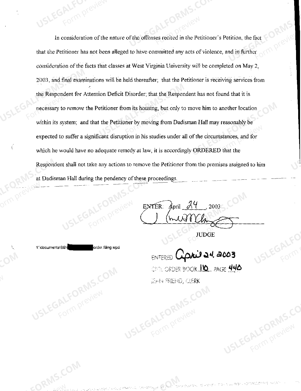 West Virginia Order Filing Petition for Writ of Certiorari and Review ...