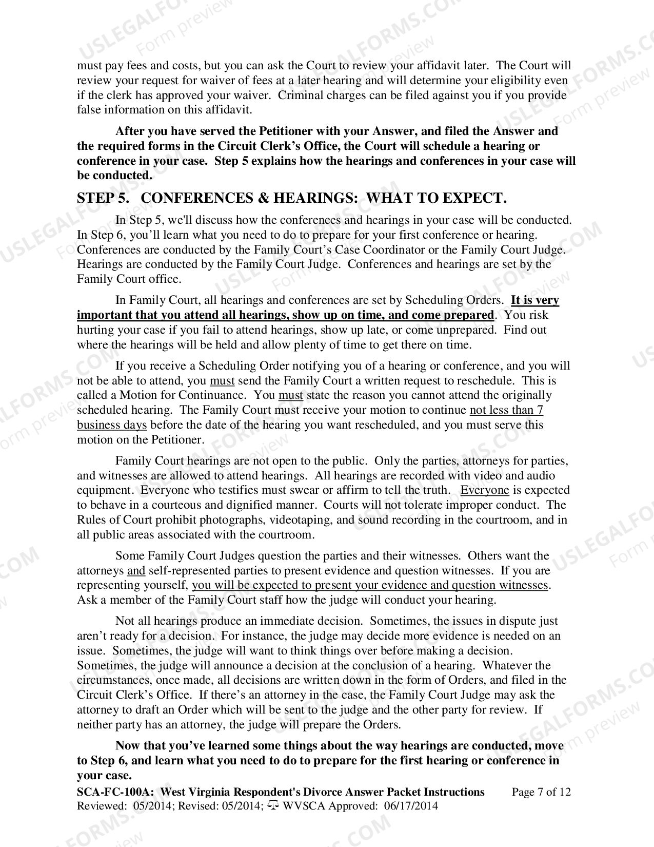 Instructions for Completing West Virginia Divorce Forms (Respondent ...