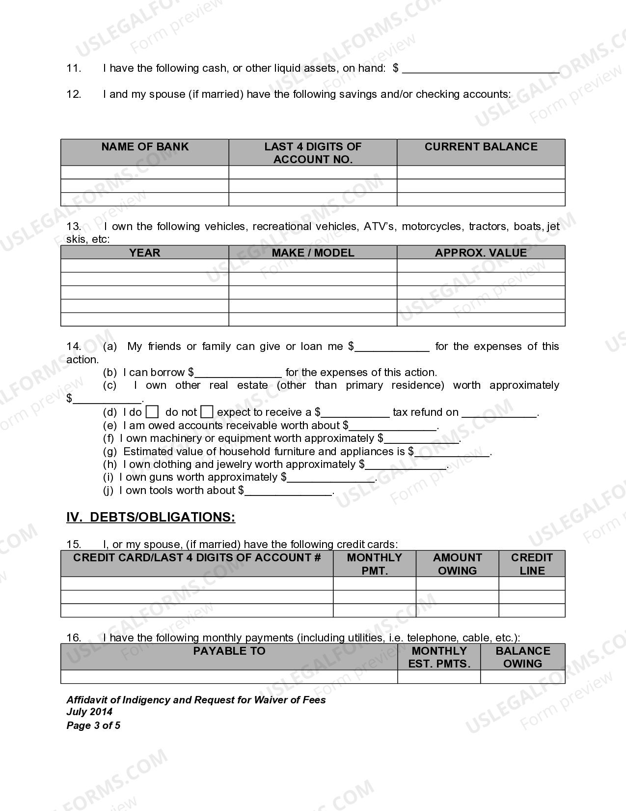 Wyoming Affidavit of Indigency and Request For Waiver Of Filing Fees ...
