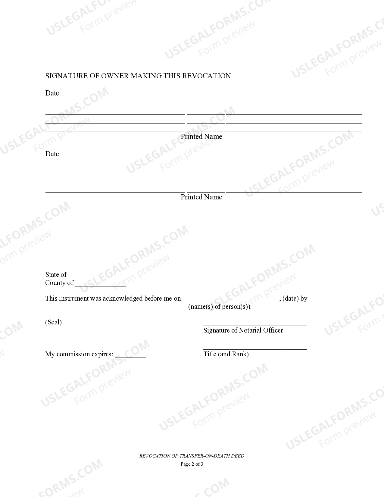 Wyoming Revocation of Transfer on Death Deed - Beneficiary Deed for Two ...